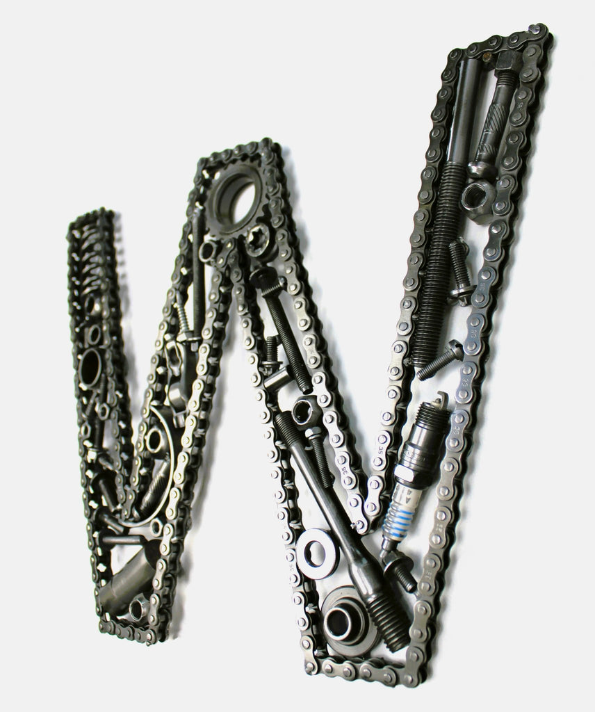 Car Part Letter W - Steampunk Engine Art, Unique Metal Wall Sculpture ...