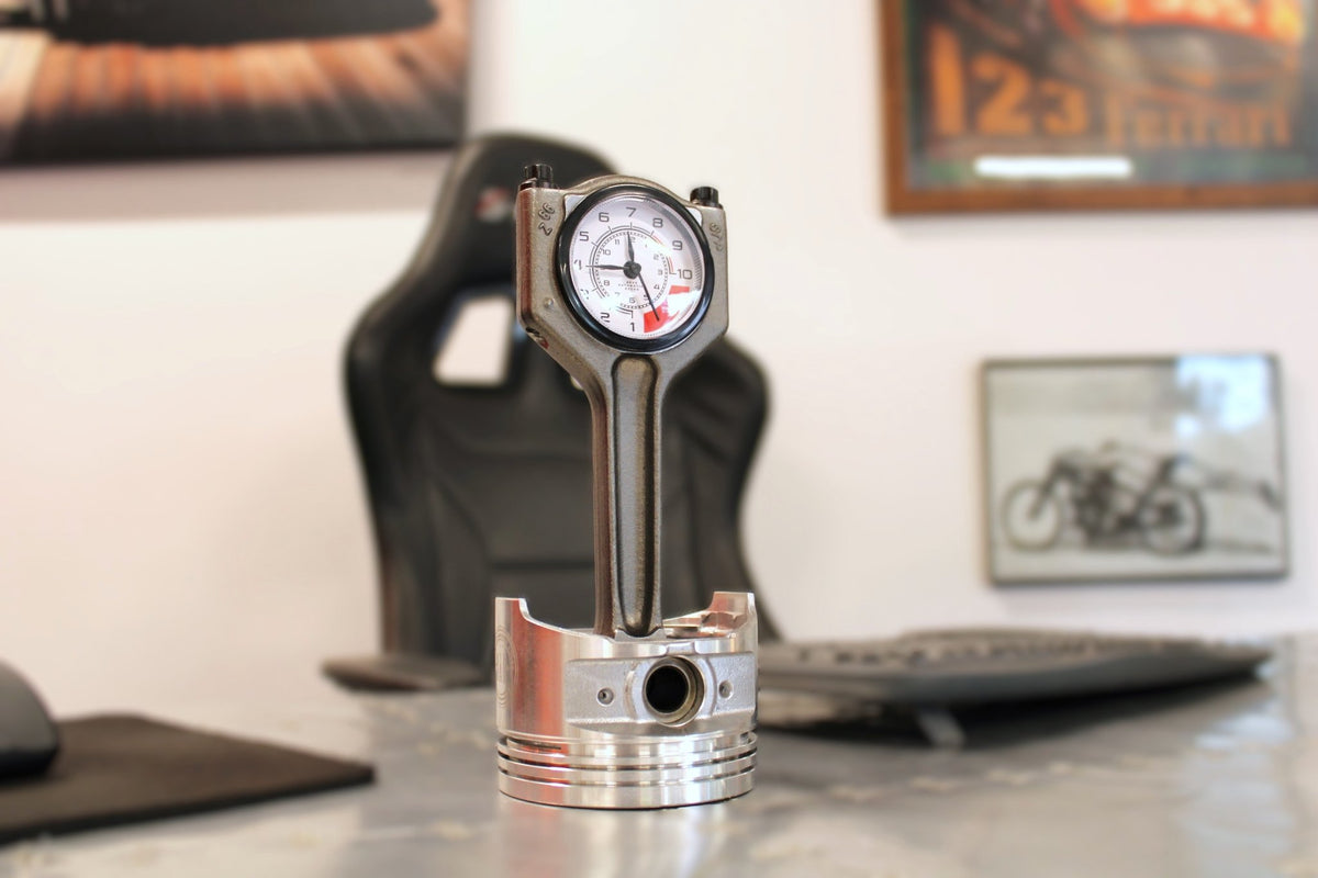 Piston Clock with White RPM Gauge Face - Unique Car Enthusiast Gift, S ...
